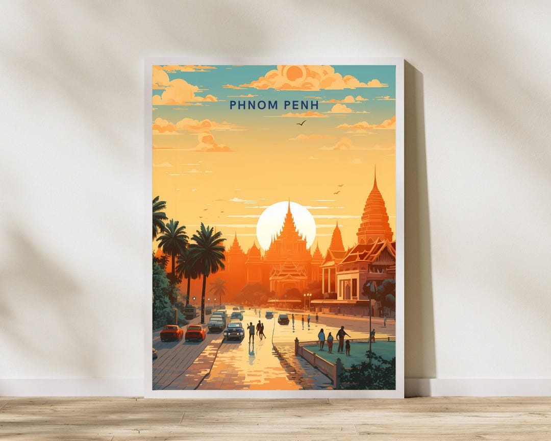 Phnom Penh Cambodia Travel Print Poster Poster Travel Poster, Phnom ...