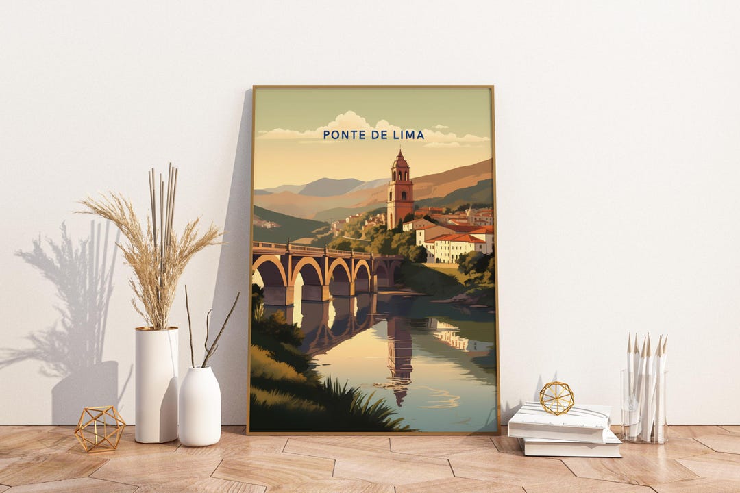 Ponte De Lima Portugal Print Poster Travel Artwork Retro Vintage Wall ...