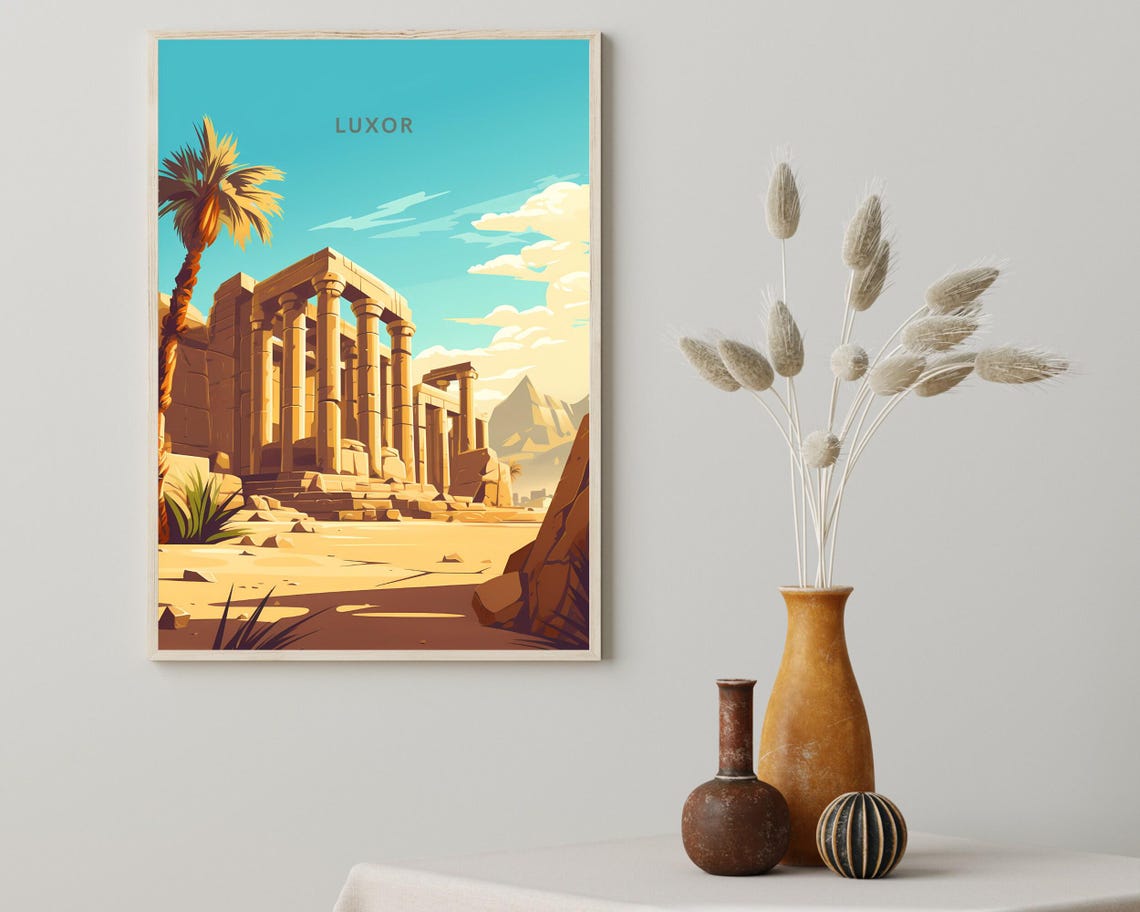 Luxor Karnak Temple Egypt Travel Print Poster Poster Travel Poster ...