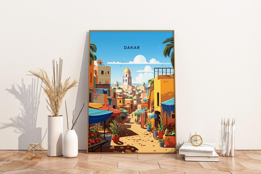 Streets of Dakar Senegal Travel Print Poster Poster Travel Poster ...