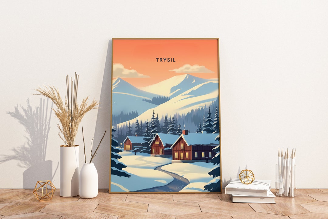 Trysil Norway Print Poster Travel Artwork Retro Vintage Wall Art Deco ...