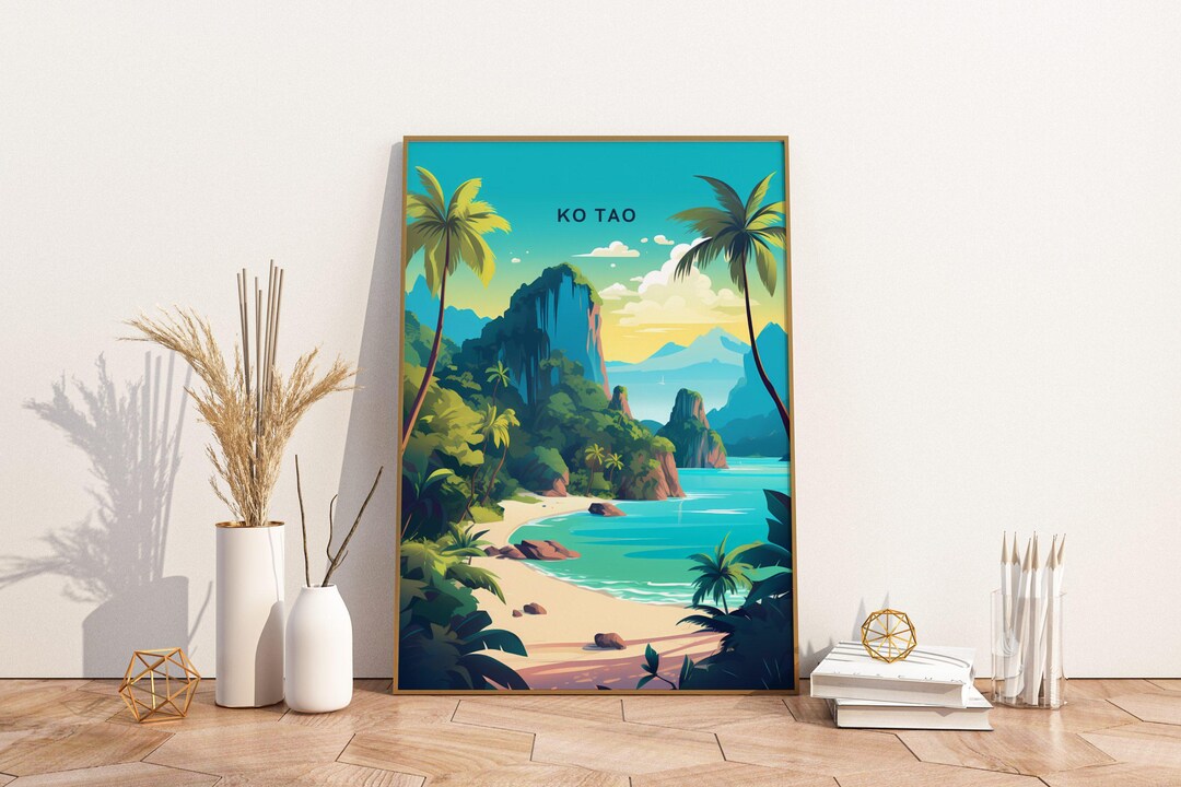 Tropical Allure of Ko Tao Thailand Travel Print Poster Poster Travel ...