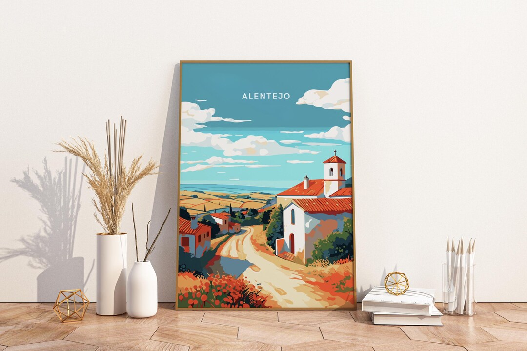 Alentejo Portugal Print Poster Travel Artwork Retro Vintage Wall Art ...