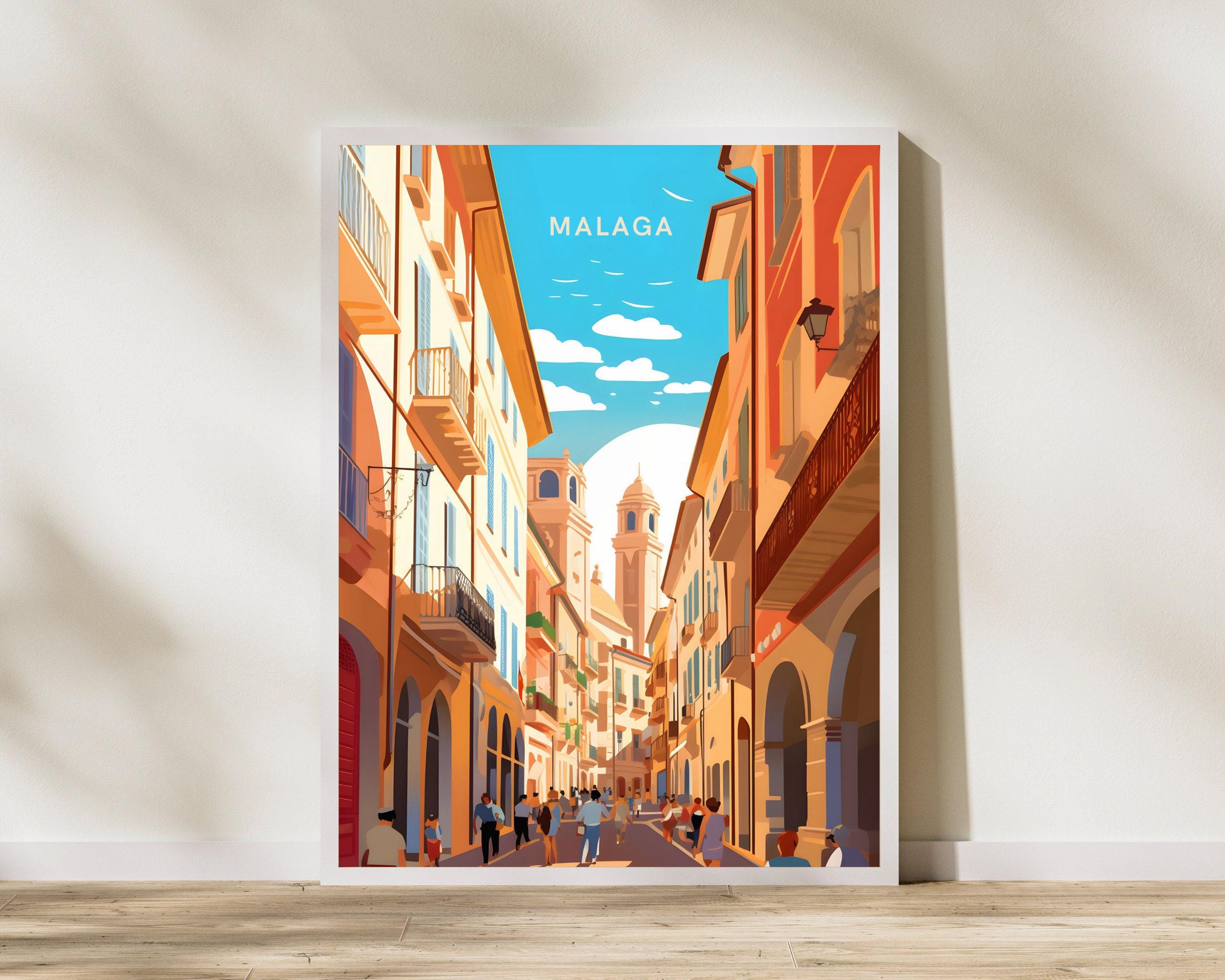 Malaga Spain Travel Print Poster Poster Travel Poster, Malaga Spain ...