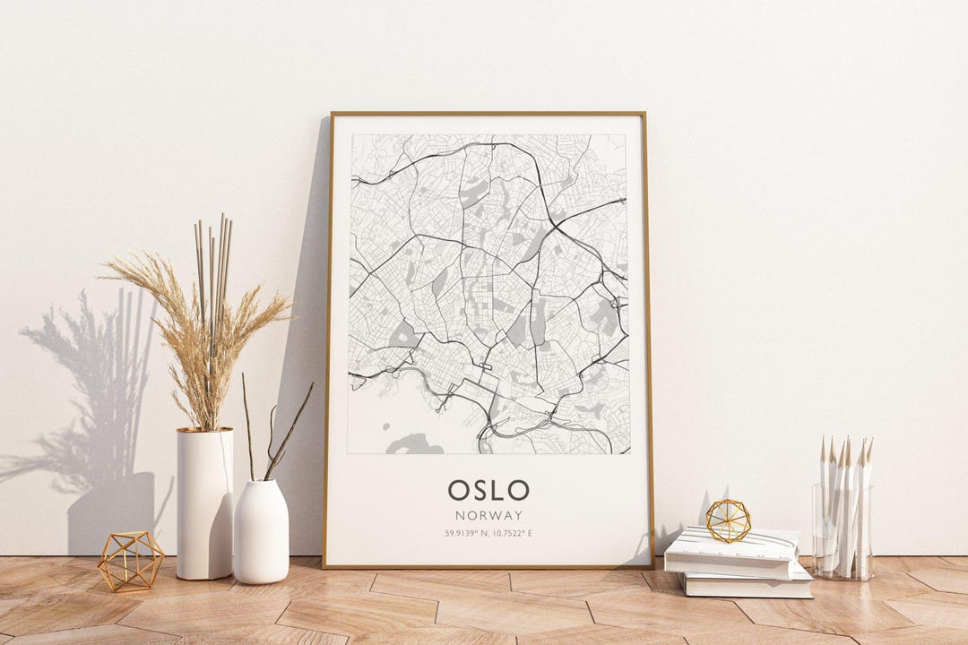 Oslo Norway City Map Print Poster | Travel Artwork | Retro Vintage ...