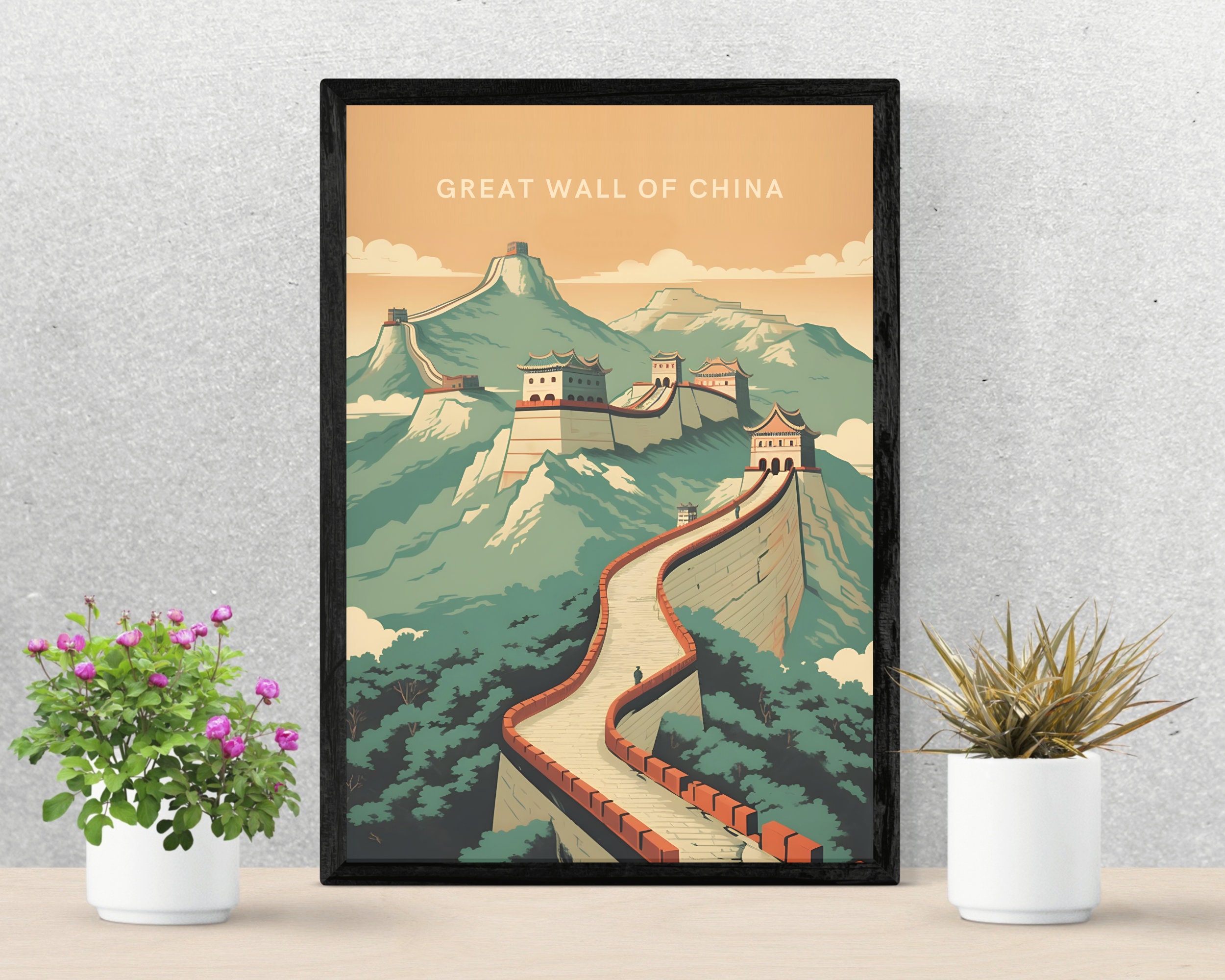 Great Wall of China Travel Poster Artwork Beijing Badaling Mutianyu ...