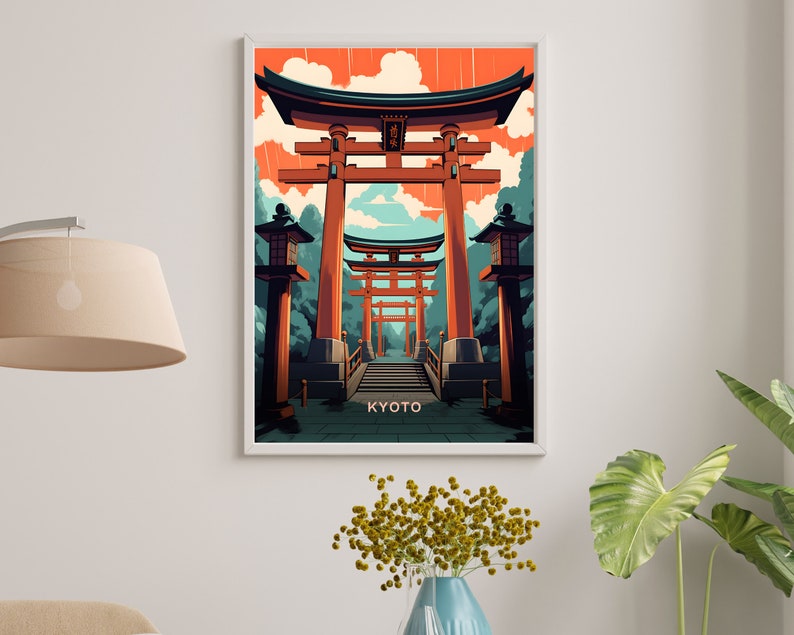 Kyoto Fushimi Inari Shrine Japan Poster Artwork Retro Print - Etsy