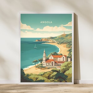 Angola Print Poster Travel Artwork Retro Vintage Wall Art Deco Gift ...