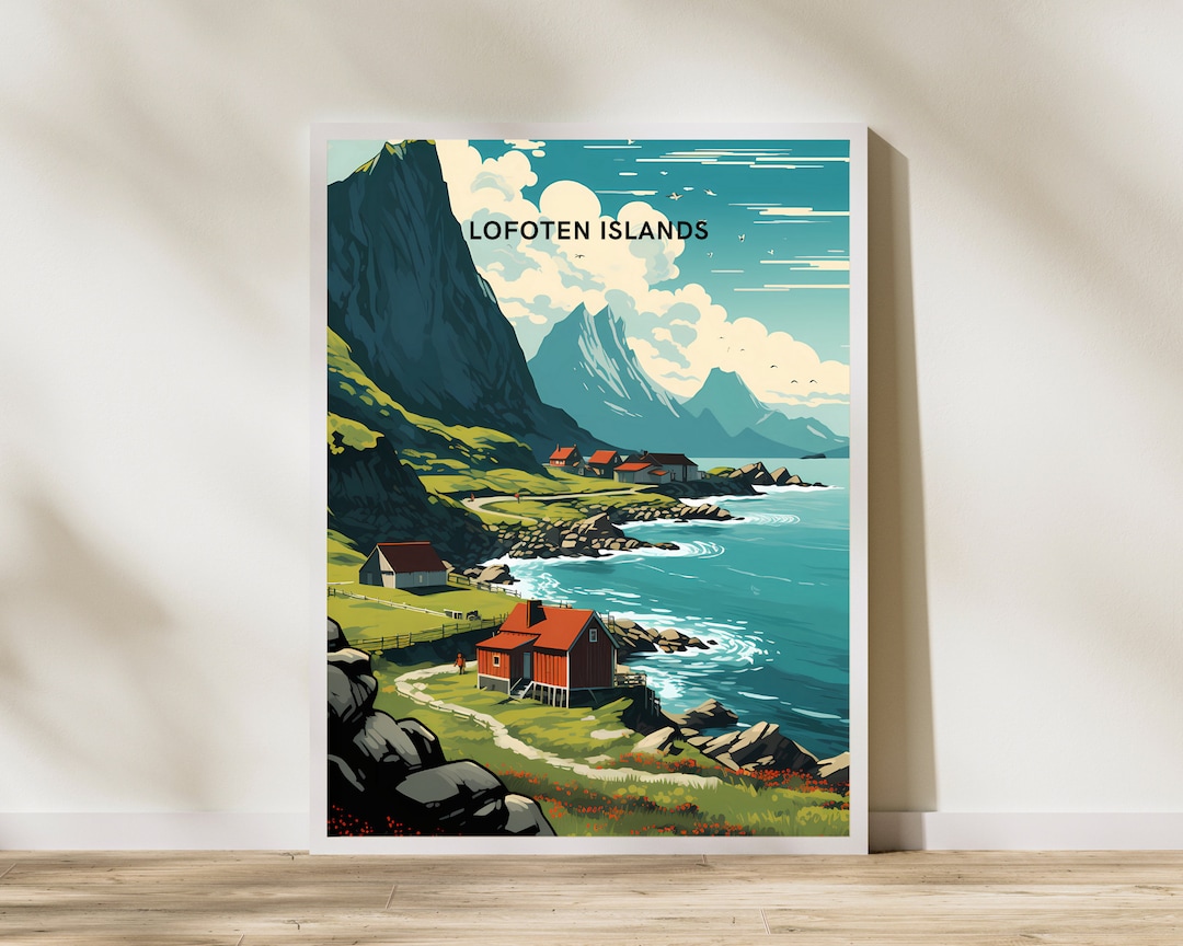 Lofoten Islands Norway Print Poster Travel Artwork Retro Vintage Wall ...