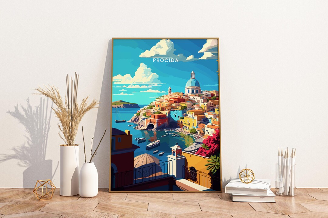 Procida Naples Italy Travel Print Poster | Nostalgic Wall Art Decor ...