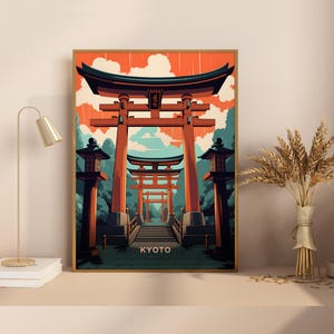 Kyoto Fushimi Inari Shrine Japan Poster Artwork Retro Print Vintage ...