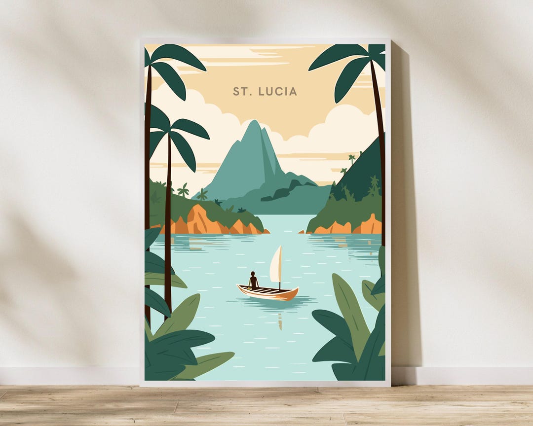 St. Lucia Caribbean Travel Print Poster Poster Travel Poster, St. Lucia ...