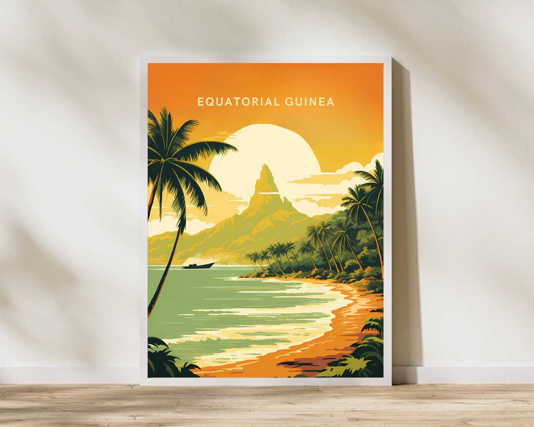 Equatorial Guinea Travel Print Poster | Nostalgic Wall Art Decor ...