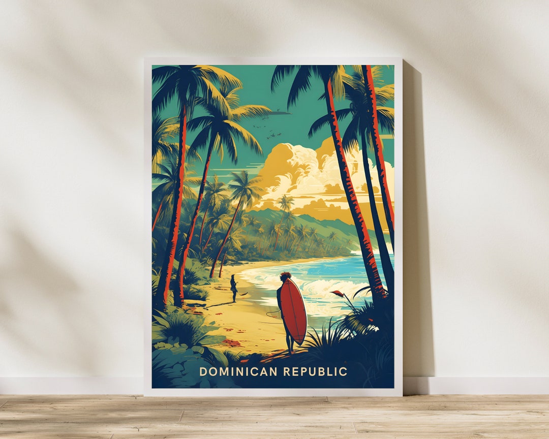 Dominican Republic Travel Poster Artwork Beaches Retro Print Vintage ...