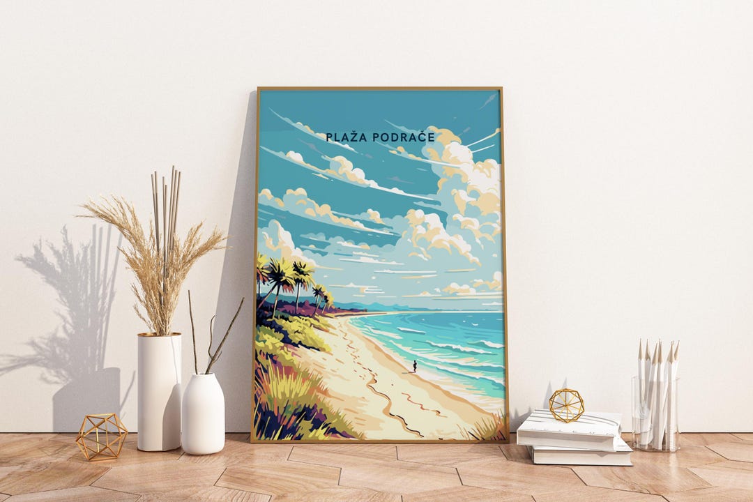 Plaza Podrace Brela Croatia Travel Print Poster Poster Travel Poster ...