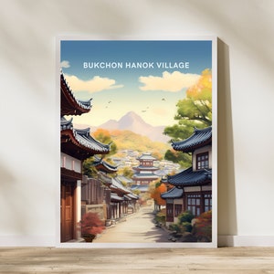 Bukchon Hanok Village Seoul South Korea Travel Print Poster | Nostalgic ...