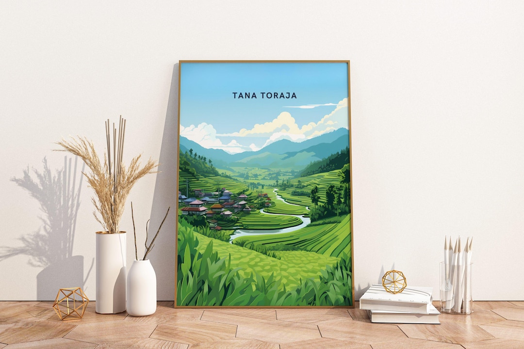 Tana Toraja Indonesia Travel Print Poster | Nostalgic Wall Art Decor ...