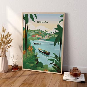 Grenada Caribbean Print Poster Travel Artwork Retro Vintage Wall Art ...