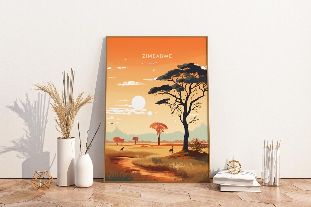 Zimbabwe Africa Travel Print Poster Poster Travel Poster, Zimbabwe ...