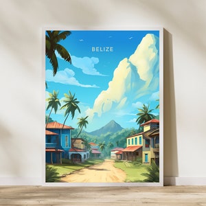 Belize Central America Print Poster Travel Artwork Retro Vintage Wall ...
