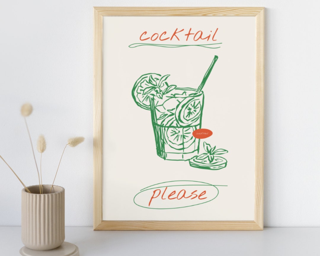 Cocktail Please Illustrated Food Print Poster | Wall Art Deco | Gift ...