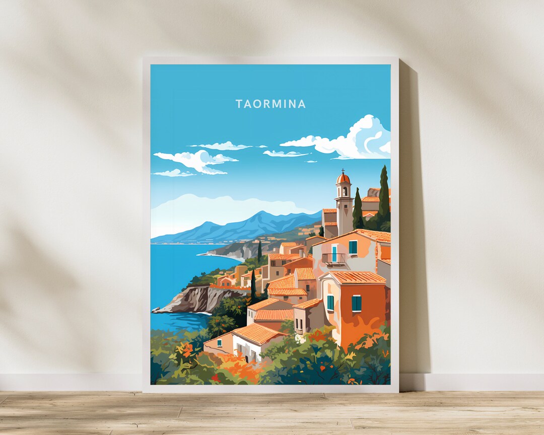 Taormina Sicily Italy Travel Print Poster | Nostalgic Wall Art Decor ...