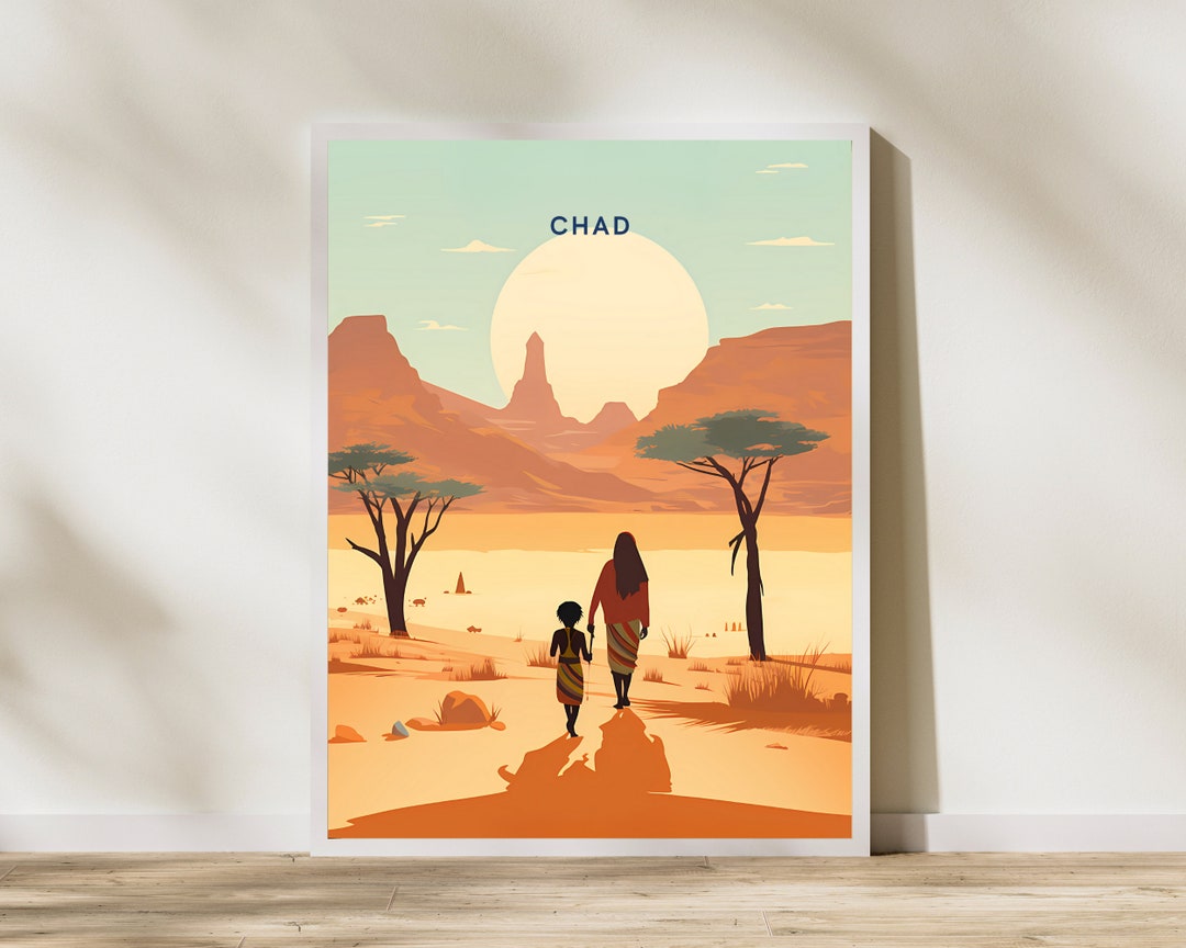 Chad Africa Print Poster Travel Artwork Retro Vintage Wall Art Deco ...