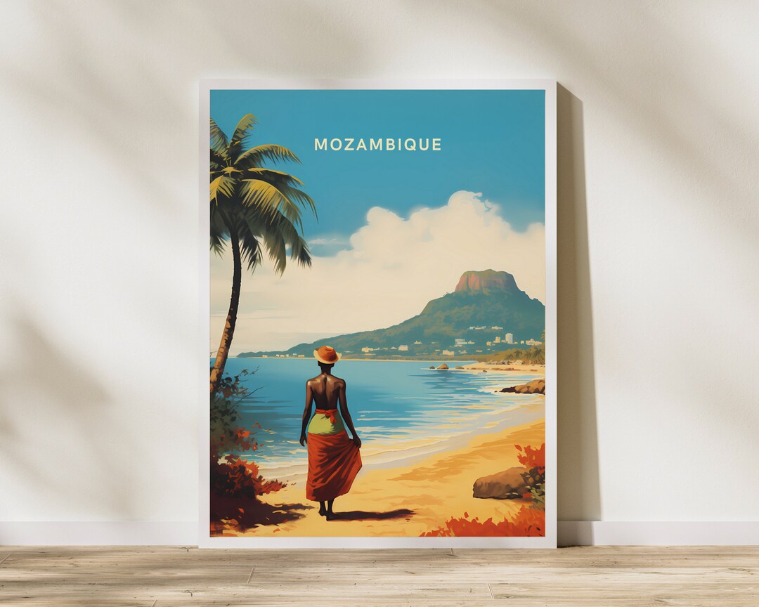Mozambique Africa Print Poster Travel Artwork Retro Vintage Wall Art ...