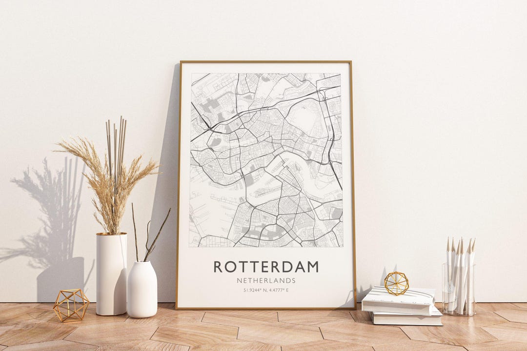 Rotterdam Netherlands City Map Print Poster | Travel Artwork | Retro ...