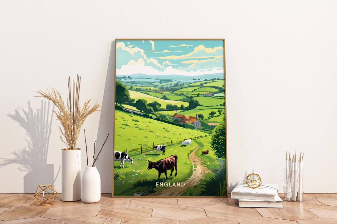 England Travel Poster Artwork | English Countryside | Retro Print ...