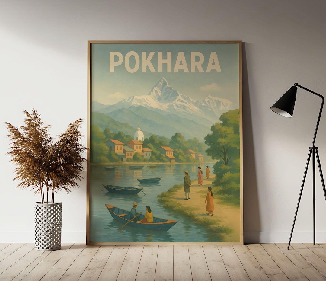 Pokhara Travel Poster, Pokhara Wall Art Print, Vintage Travel Decor - Etsy