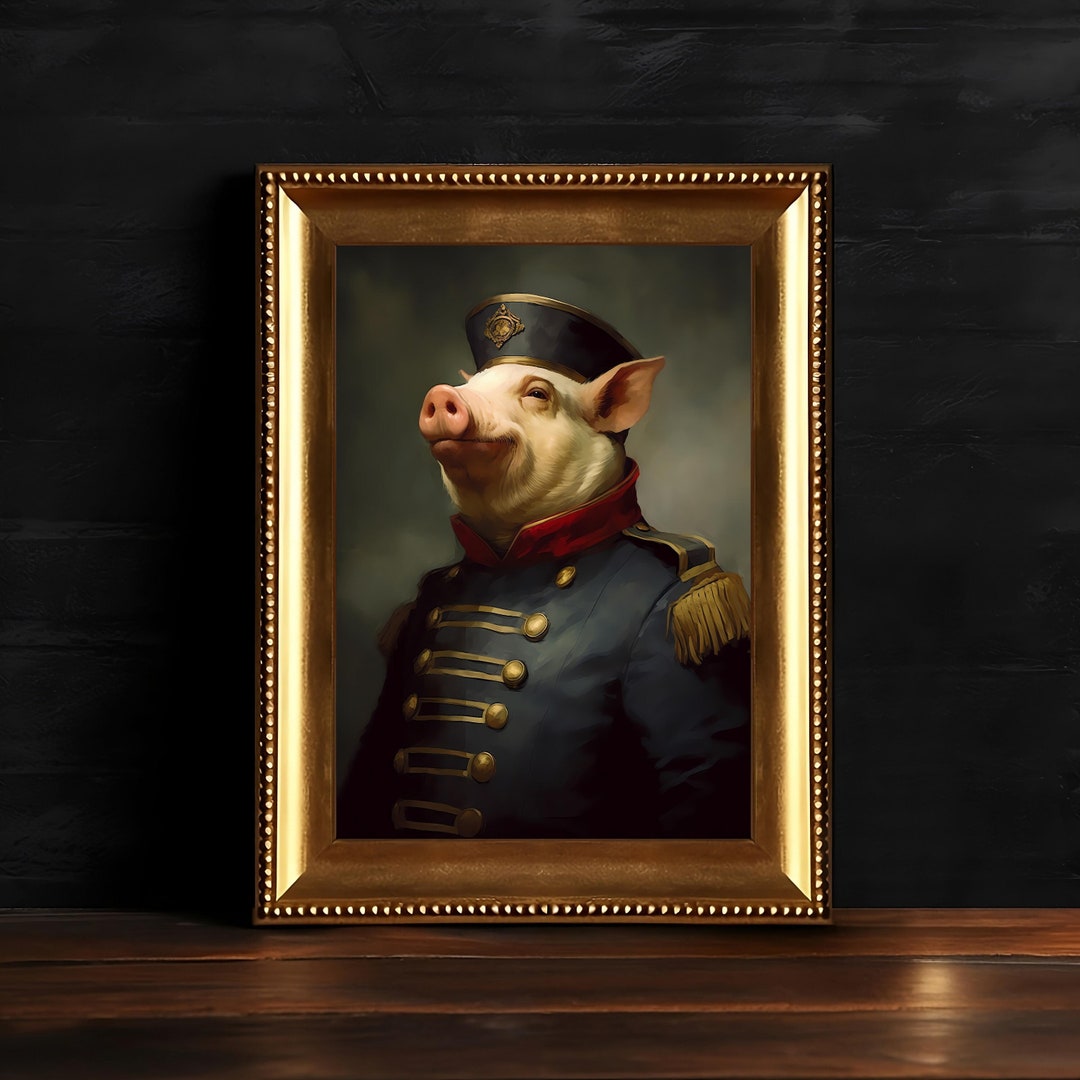 Victorian Pig Vintage Portrait, Hog Painting, Animal Art Print, Goth ...