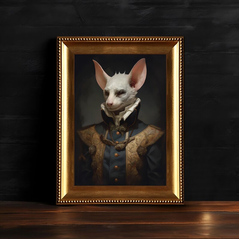 Victorian Bat Vintage Portrait, Albino Bat, Animal Art Print, Goth Home ...