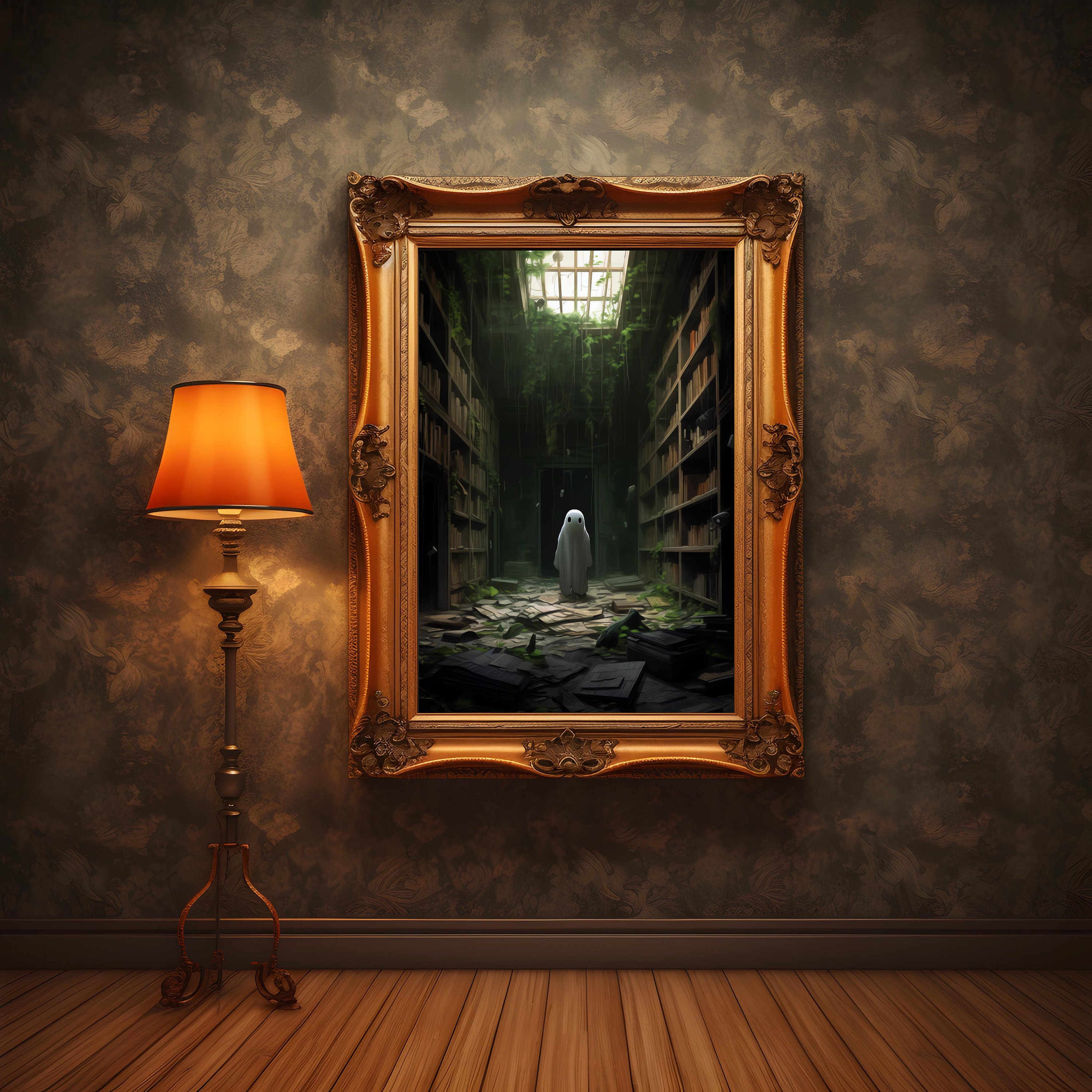 Printable Ghost in the Library Haunting Dark Academia Print - Etsy