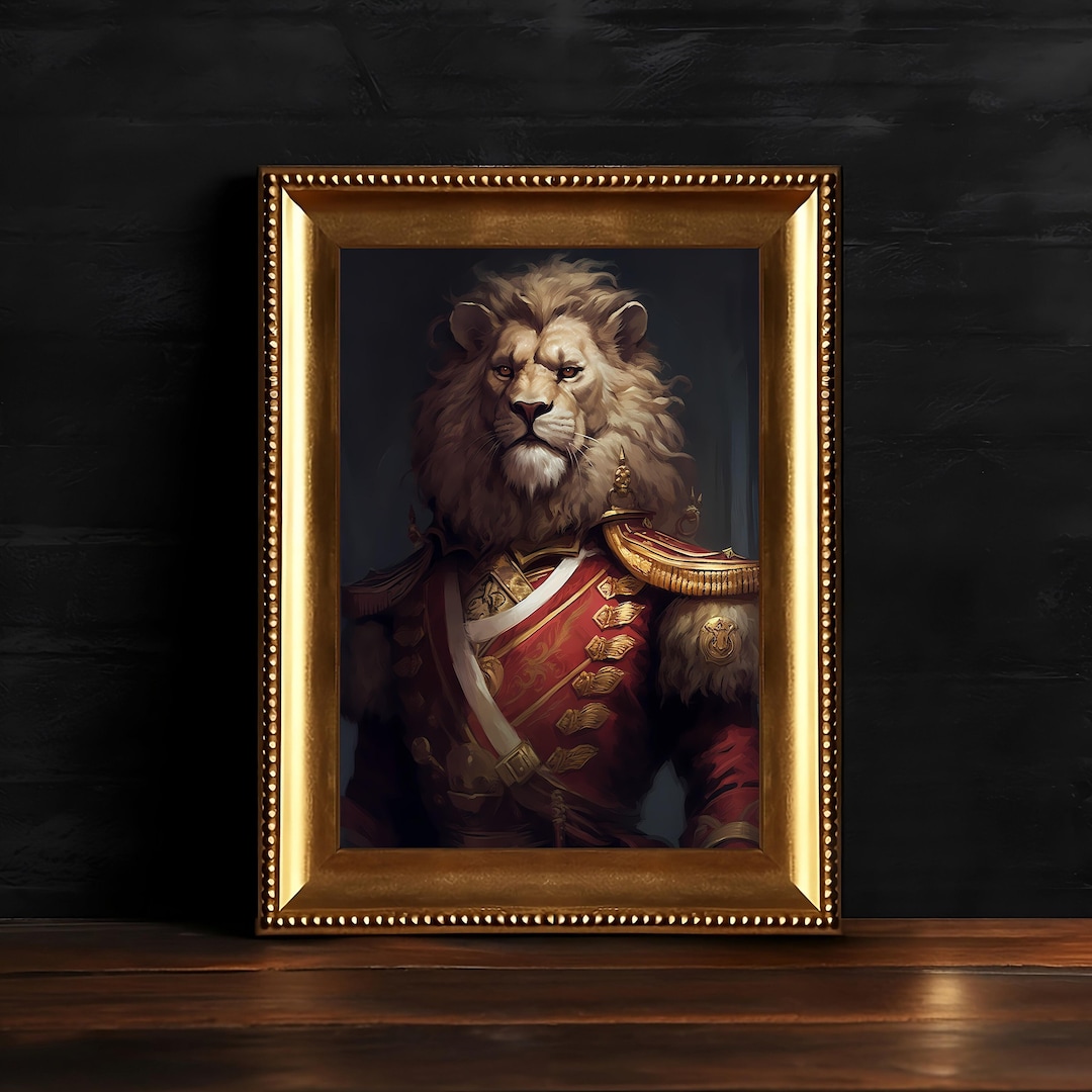 Victorian Lion Vintage Portrait, Animal Art Print, Goth Home Decor ...