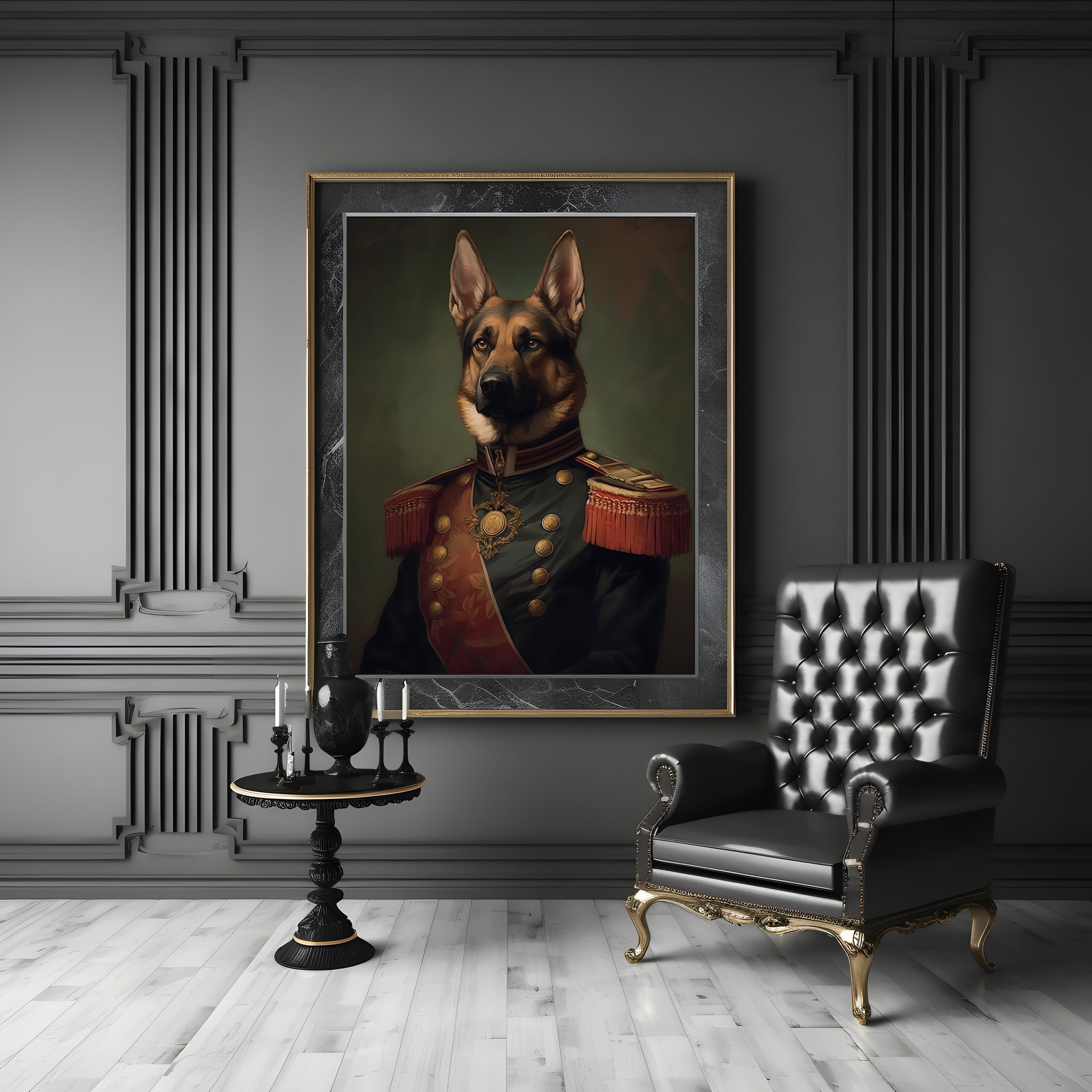 Victorian German Shepard Vintage Portrait Dog Painting - Etsy