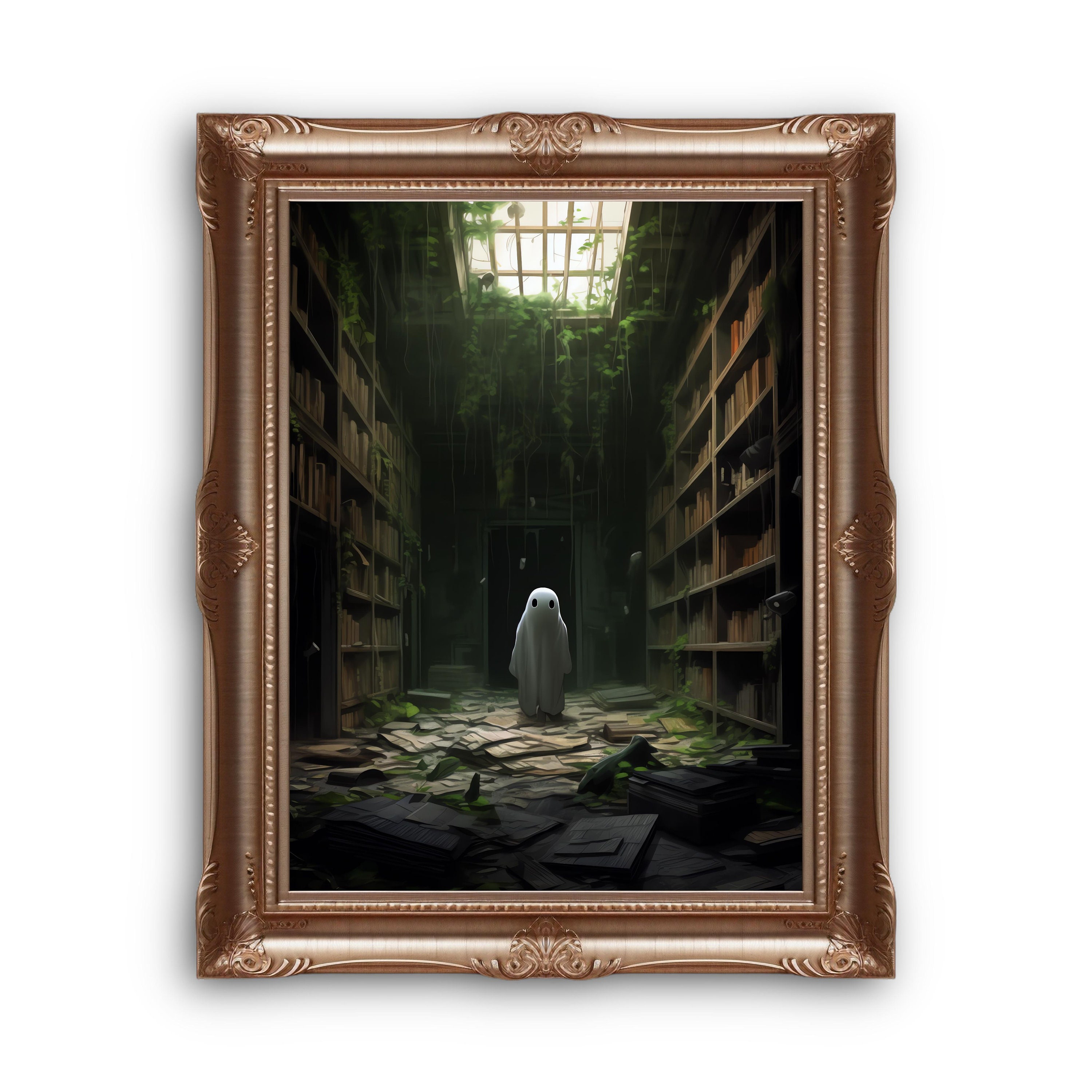Printable Ghost in the Library Haunting Dark Academia Print - Etsy