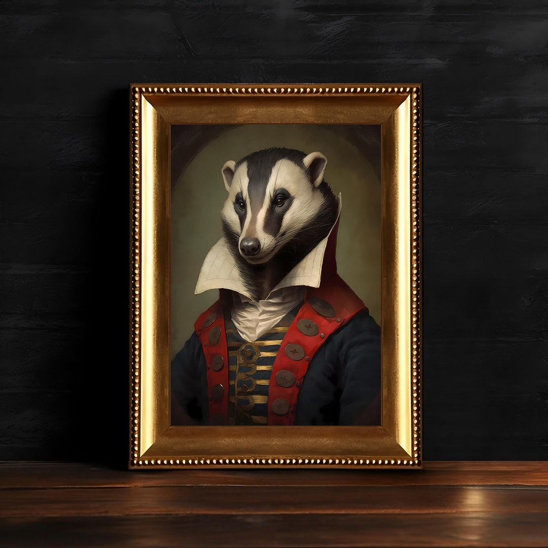 Victorian Badger Vintage Portrait, Animal Art Print, Goth Home Decor ...
