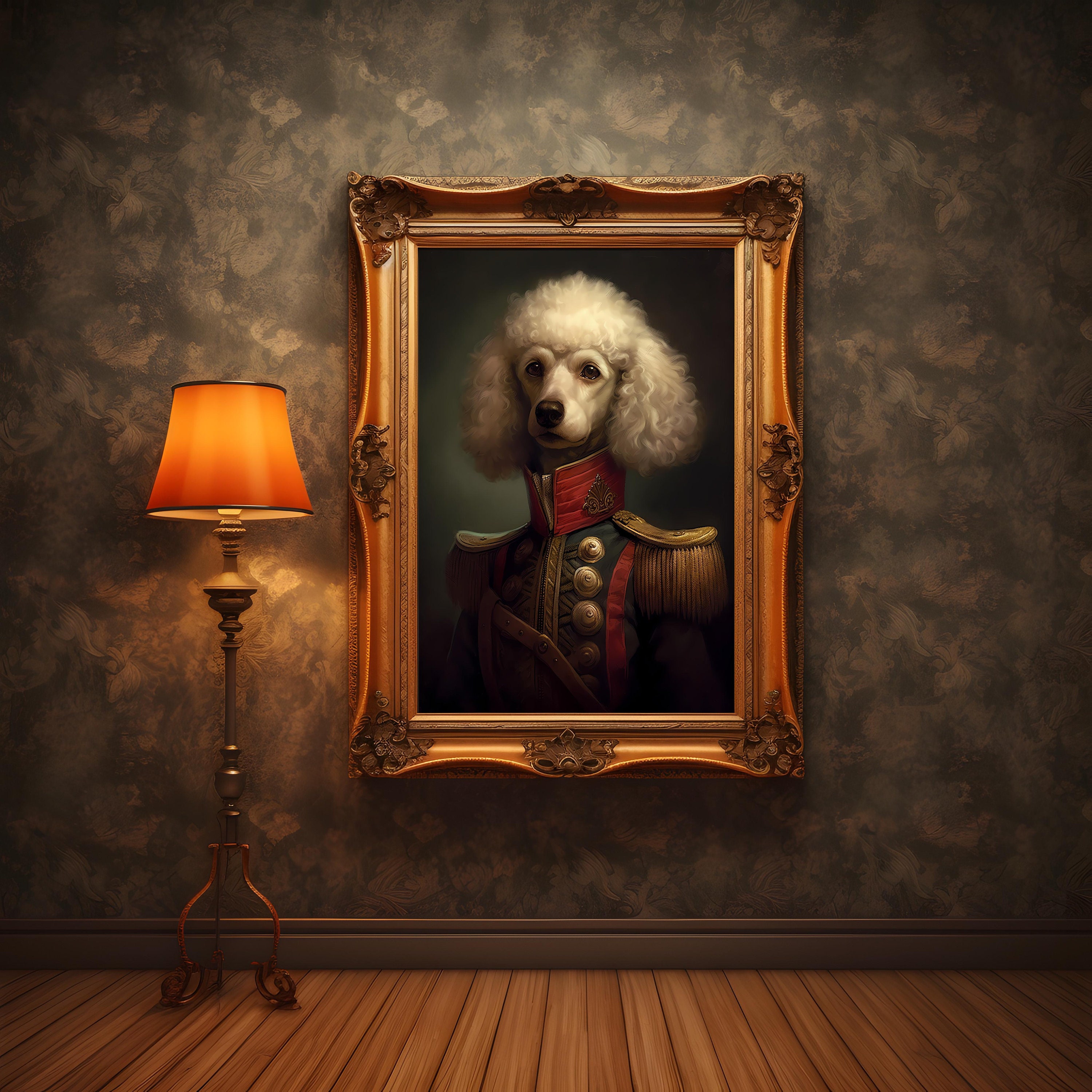 Victorian Poodle Vintage Portrait, Dog Painting, Animal Art Print, Home ...