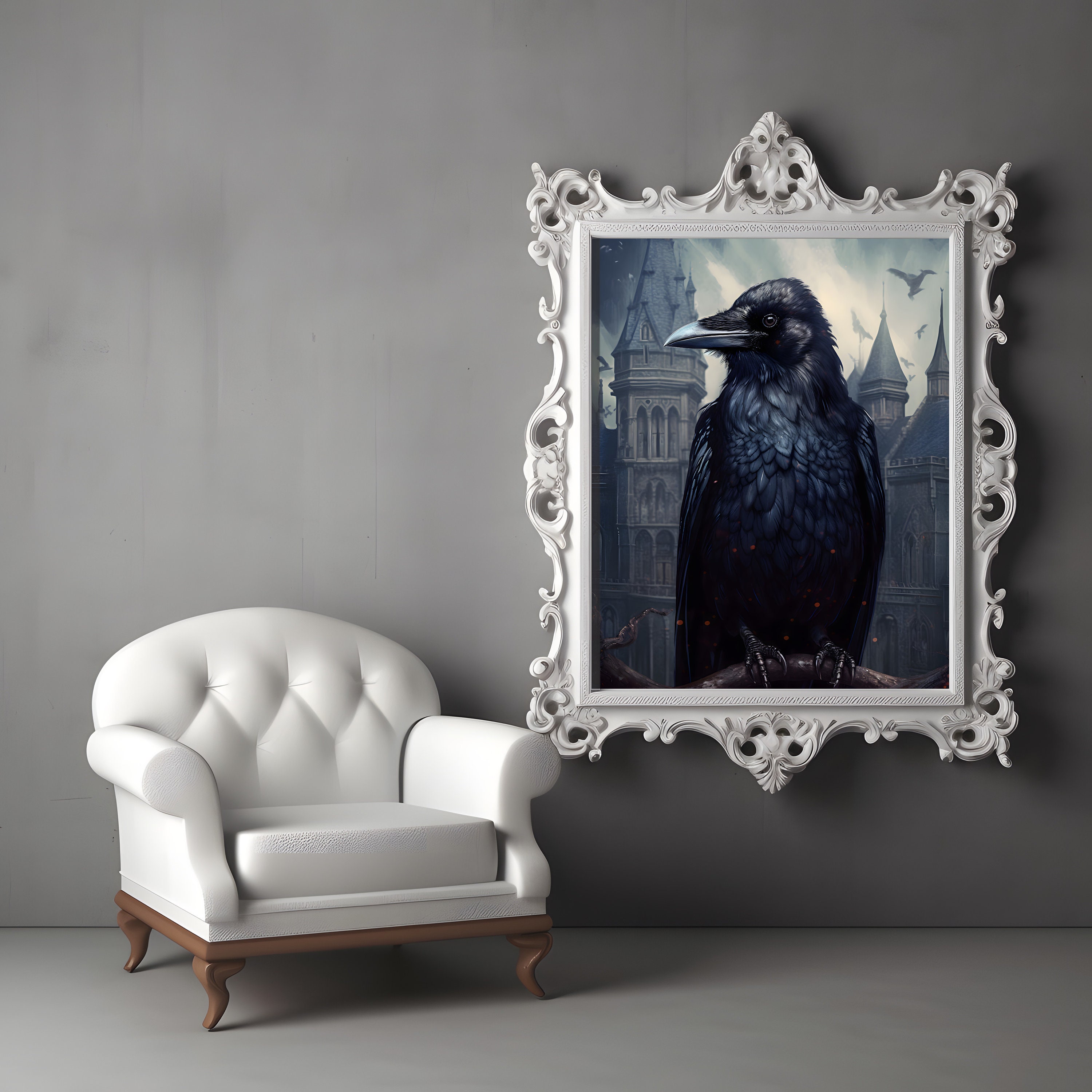 Gothic Raven Print, Dark Decor, Gothic Occult Poster, Witchy Decor ...