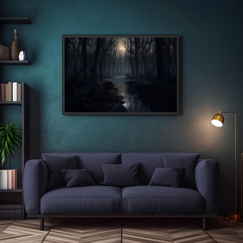 Gothic Wall Art Moonlit Dark Forest Print Dark Decor - Etsy