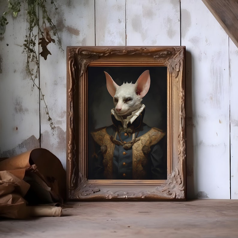 Victorian Bat Vintage Portrait, Albino Bat, Animal Art Print, Goth Home ...