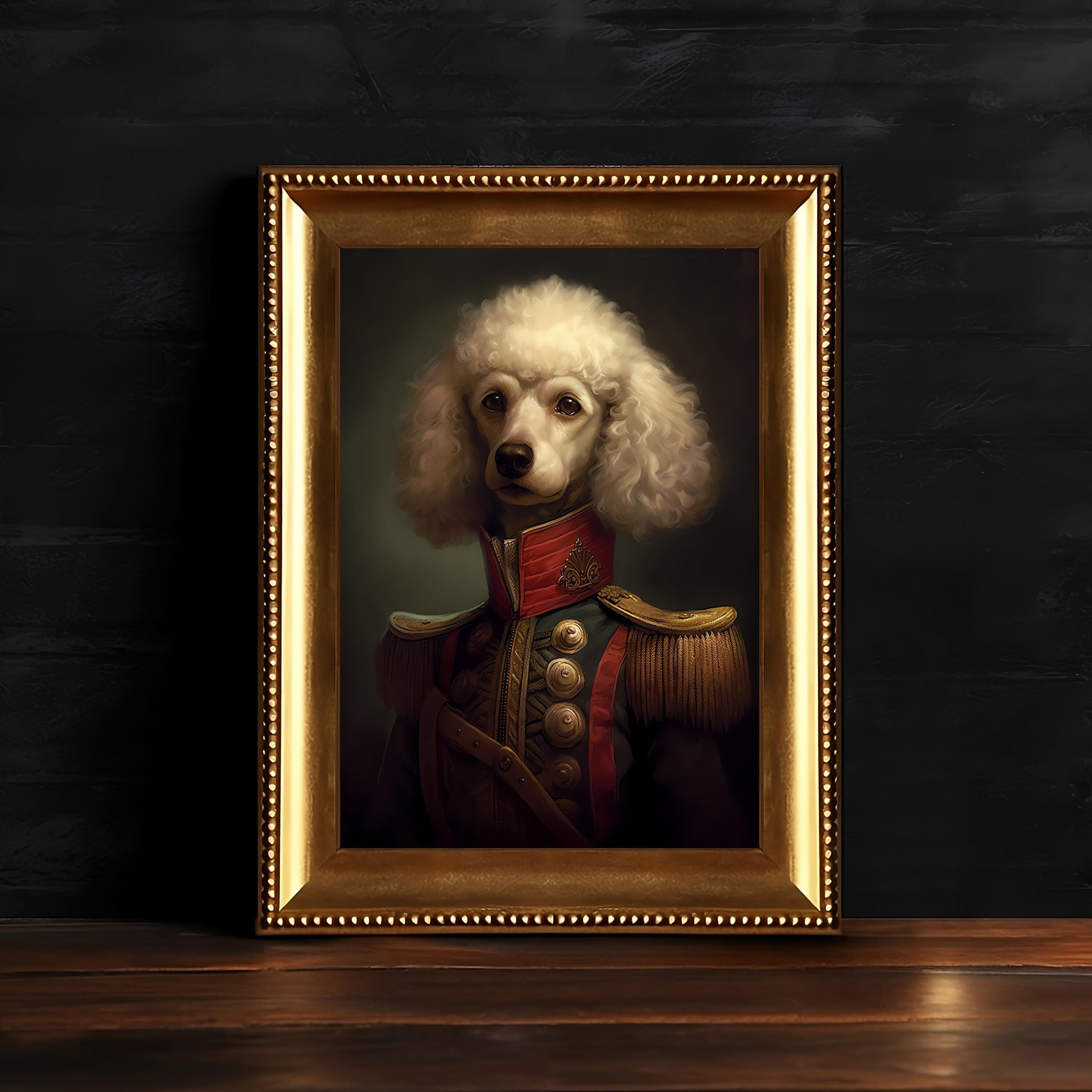 Victorian Poodle Vintage Portrait, Dog Painting, Animal Art Print, Home ...
