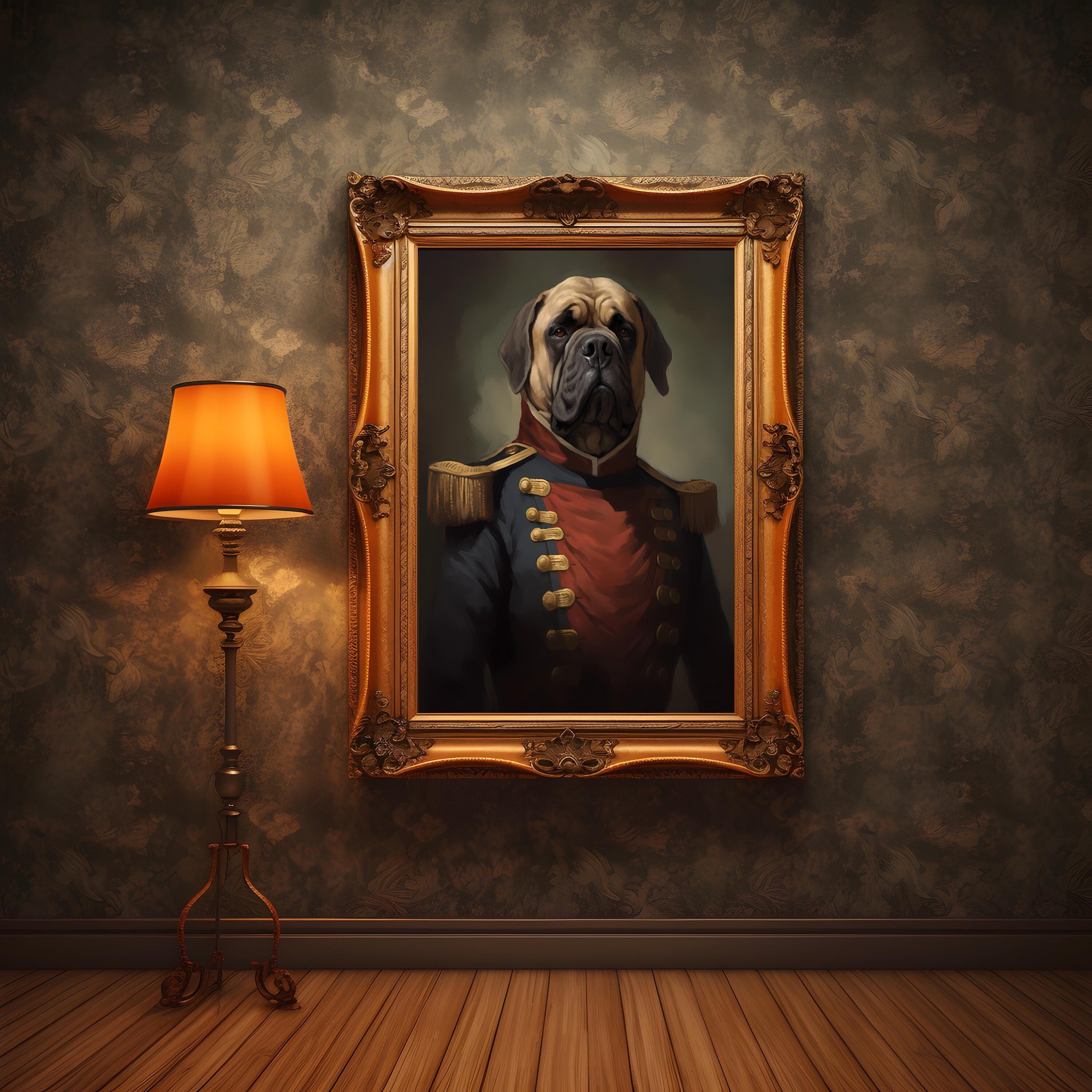 Victorian English Mastiff Vintage Portrait, Dog Painting, Animal Art Print, Home Decor, Digital ...