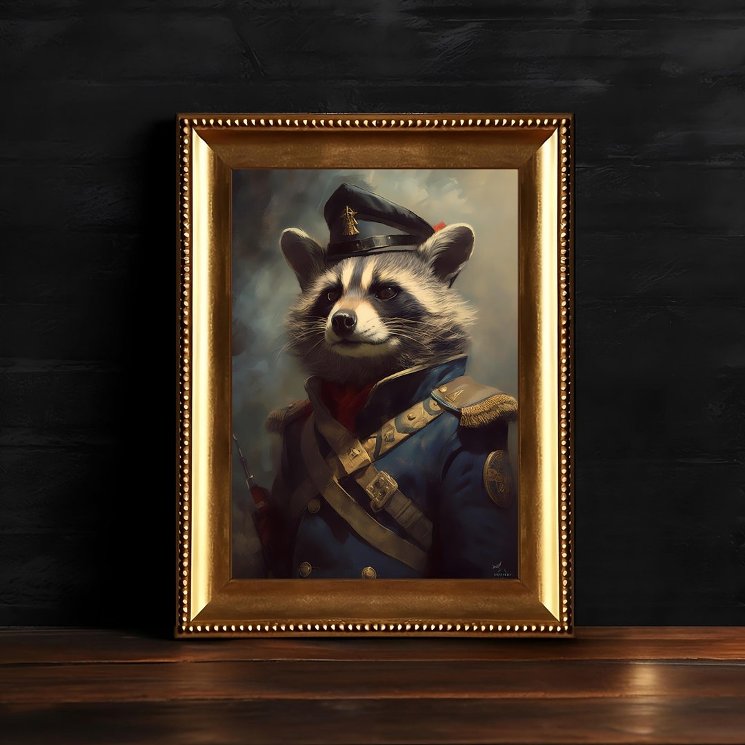 Victorian Racoon Vintage Portrait, Racoon Painting, Animal Art Print ...