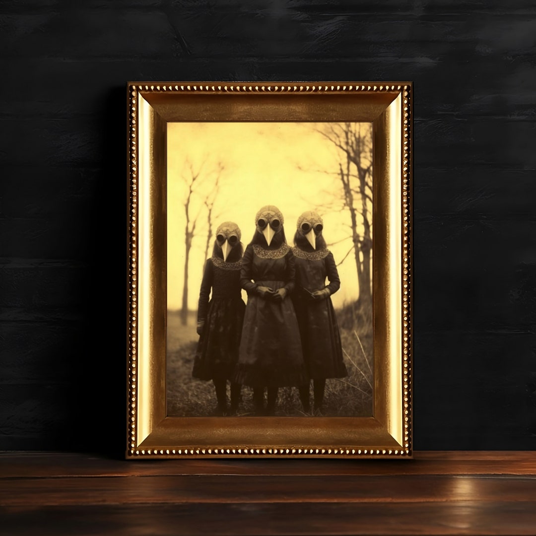 Creepy Raven Cult Print, Dark Decor, Vintage Photography, Witchy Decor ...