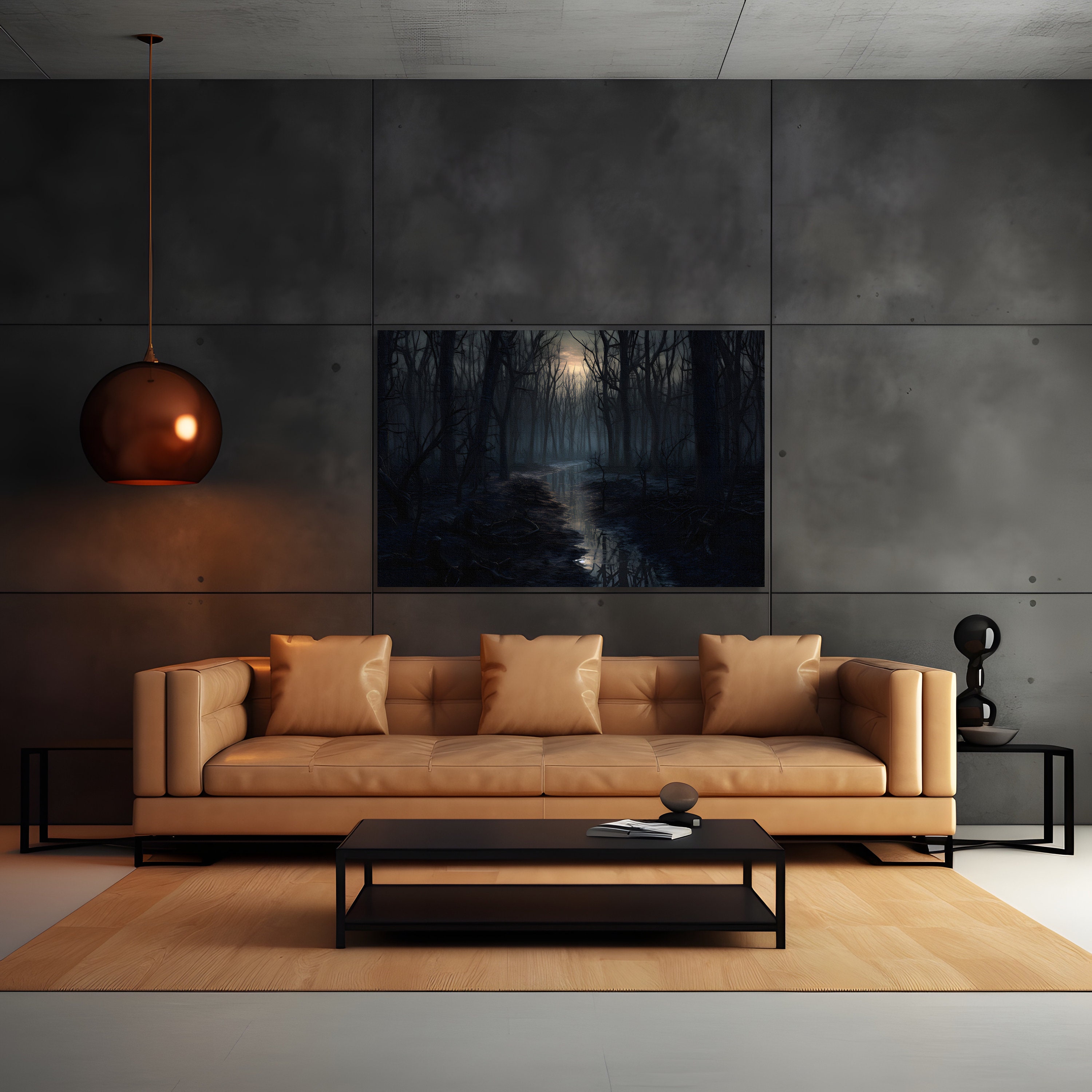 Moonlit Dark Forest Canvas or Poster, Physical Print, Gothic Wall Art ...