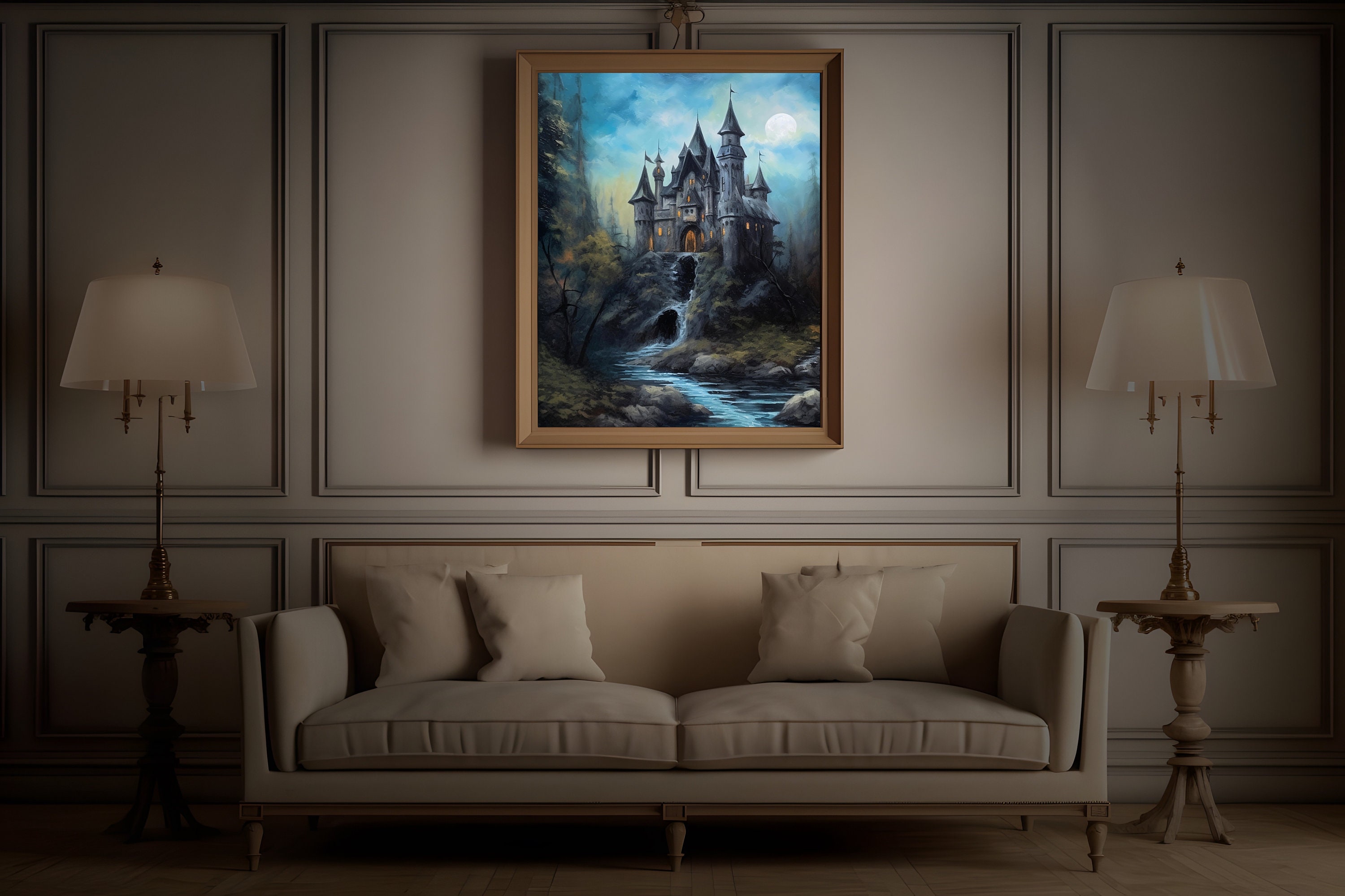 Castle in the Forest Print, Oil Painting, Middle Ages Decor, Digital ...