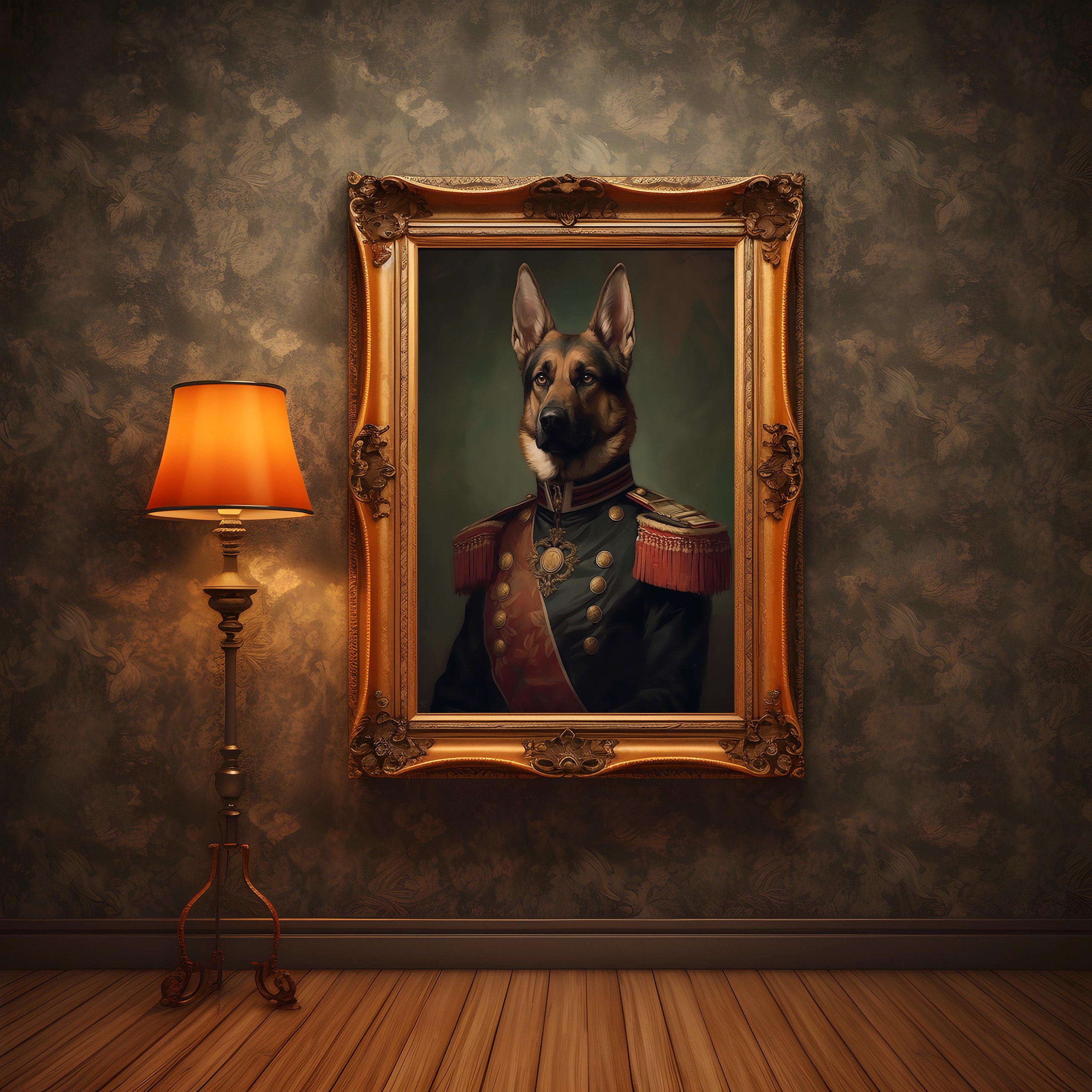Victorian German Shepard Vintage Portrait Dog Painting - Etsy