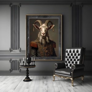 Victorian Goat Vintage Portrait, Animal Art Print, Goth Home Decor ...